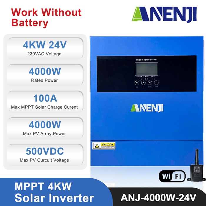 ANENJI 4000W 24Volt MPPT Off Grid Solar Inverter Hybrid inverter 100A ...
